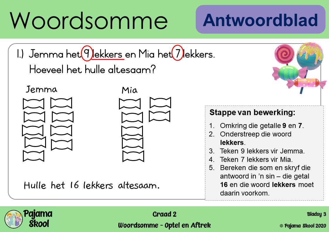 Graad 2: Woordsomme – Optel en Aftrek • Teacha! Graad 2: Woordsomme – Optel en Aftrek • Teacha!