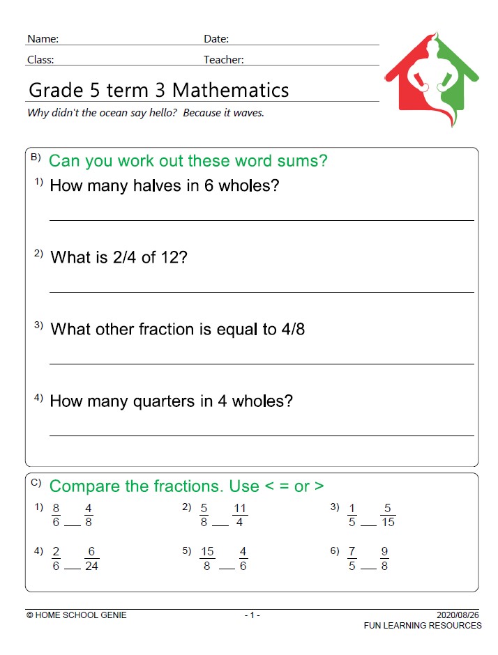 GRADE 5 TERM 3 MATHEMATICS REVISION WORKSHEETS AND ANSWERS • Teacha! GRADE 5 TERM 3 MATHEMATICS REVISION WORKSHEETS AND ANSWERS • Teacha!