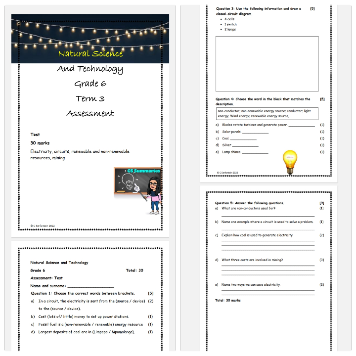 Natural Science and Technology Grade 6 Term 3 Test • Teacha! Natural Science and Technology Grade 6 Term 3 Test • Teacha!