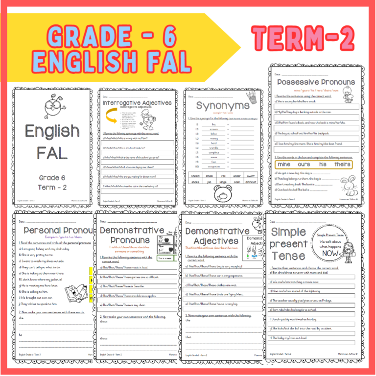 Grade 6 – ENGLISH FAL – Term 2 worksheets • Teacha! Grade 6 – ENGLISH FAL – Term 2 worksheets • Teacha!