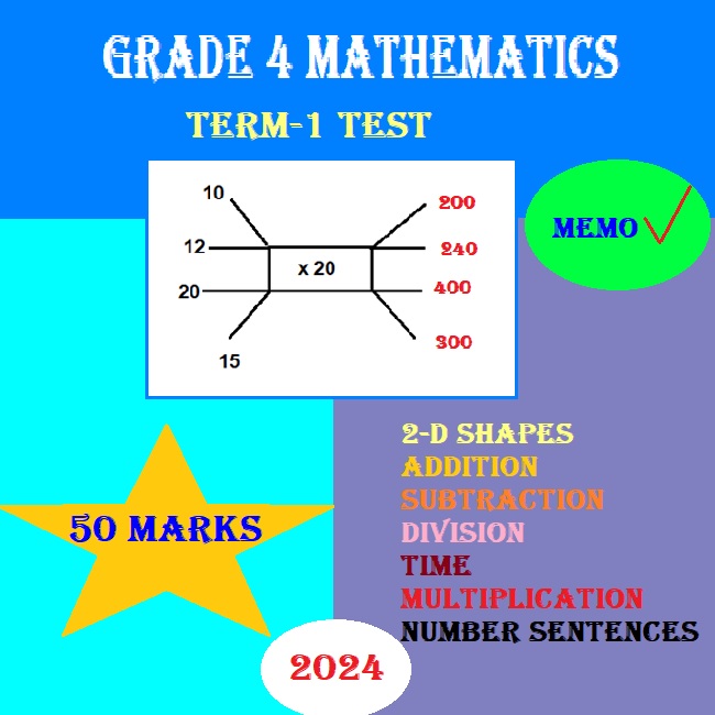 GRADE 4 MATHEMATICS TERM-1 TEST AND MEMORANDUM (2024) • Teacha! GRADE 4 MATHEMATICS TERM-1 TEST AND MEMORANDUM (2024) • Teacha!